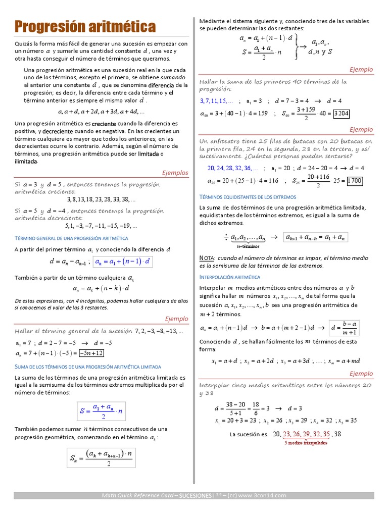 Progresión Aritmética y Geométrica PDF | PDF | Multiplicación ...