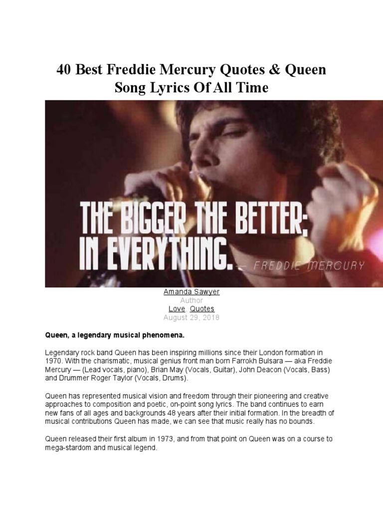 Queen Freddie Mercury Quotes R.I.P. Freddie Mercury