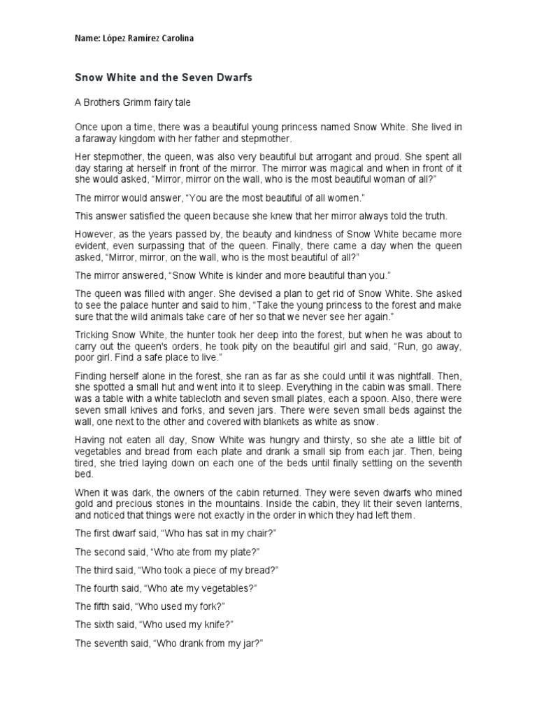 Snow White and The Seven Dwarfs | PDF | Snow White