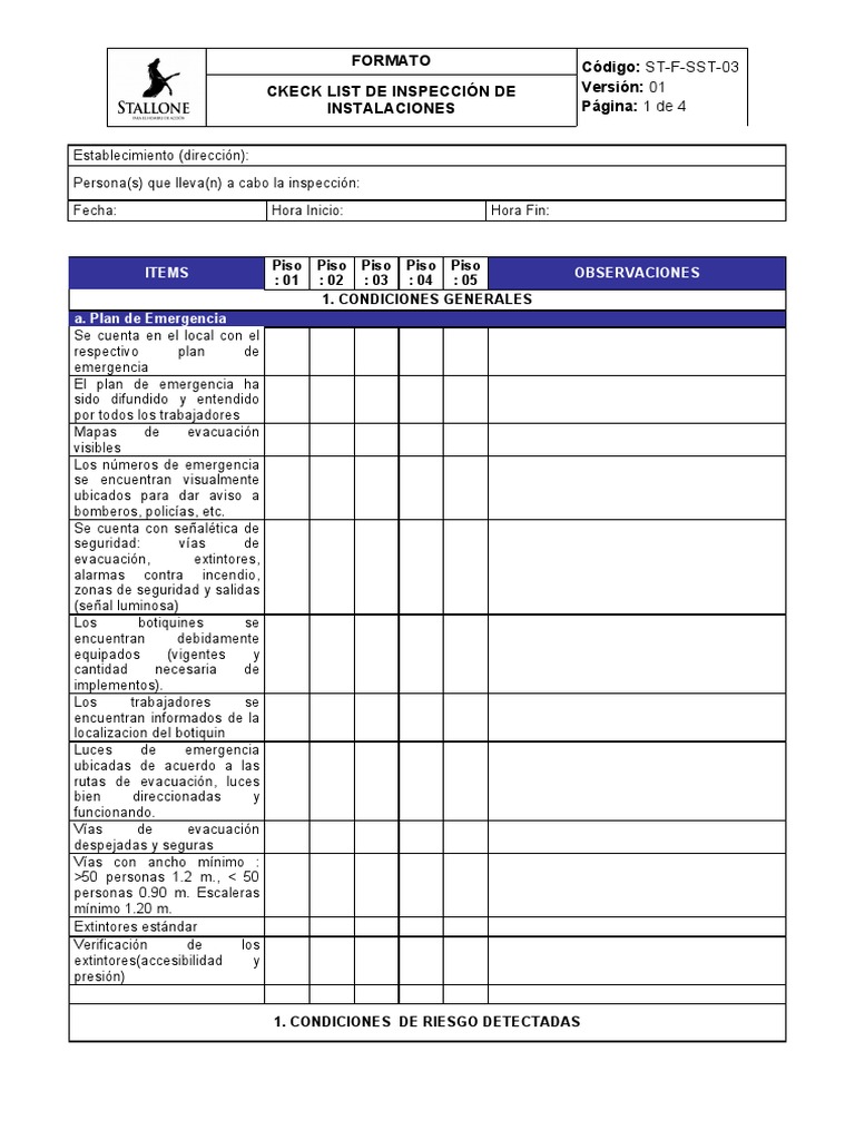 Formato Check List De Inspeccion Judicial