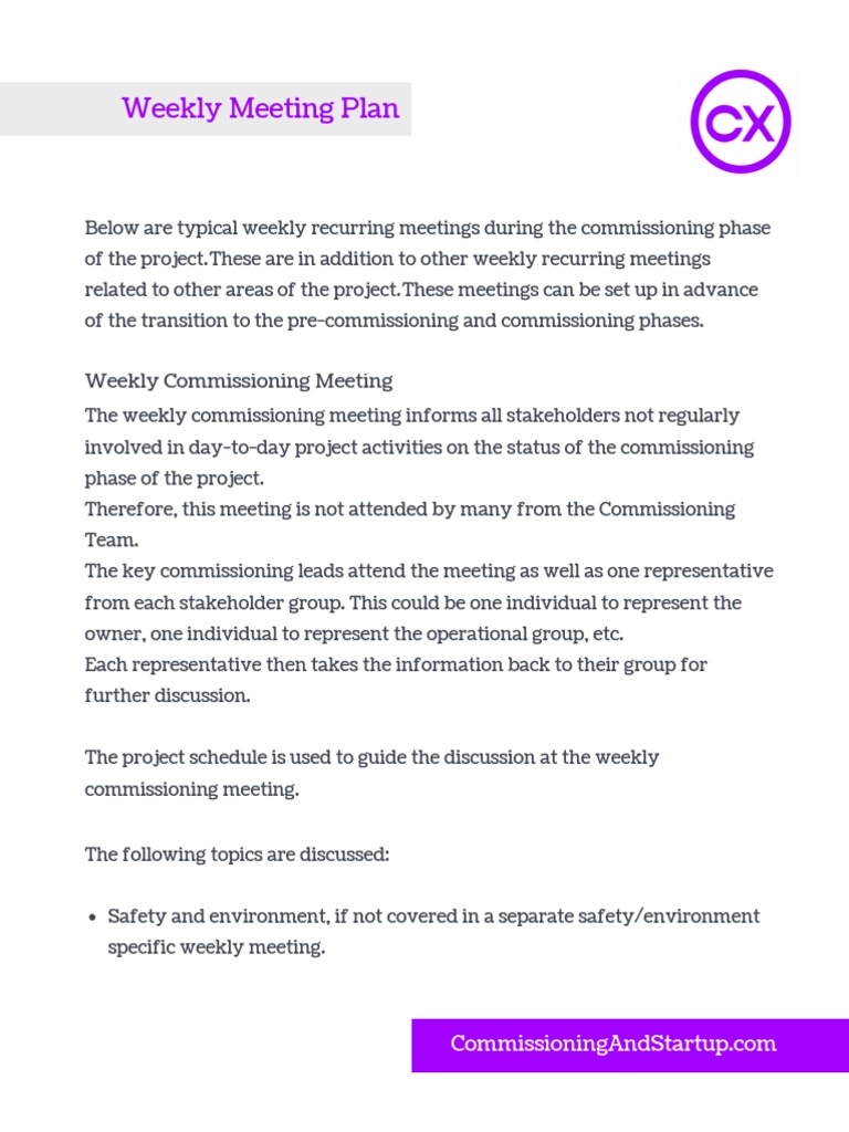 Weekly Meeting Plan | PDF | Business