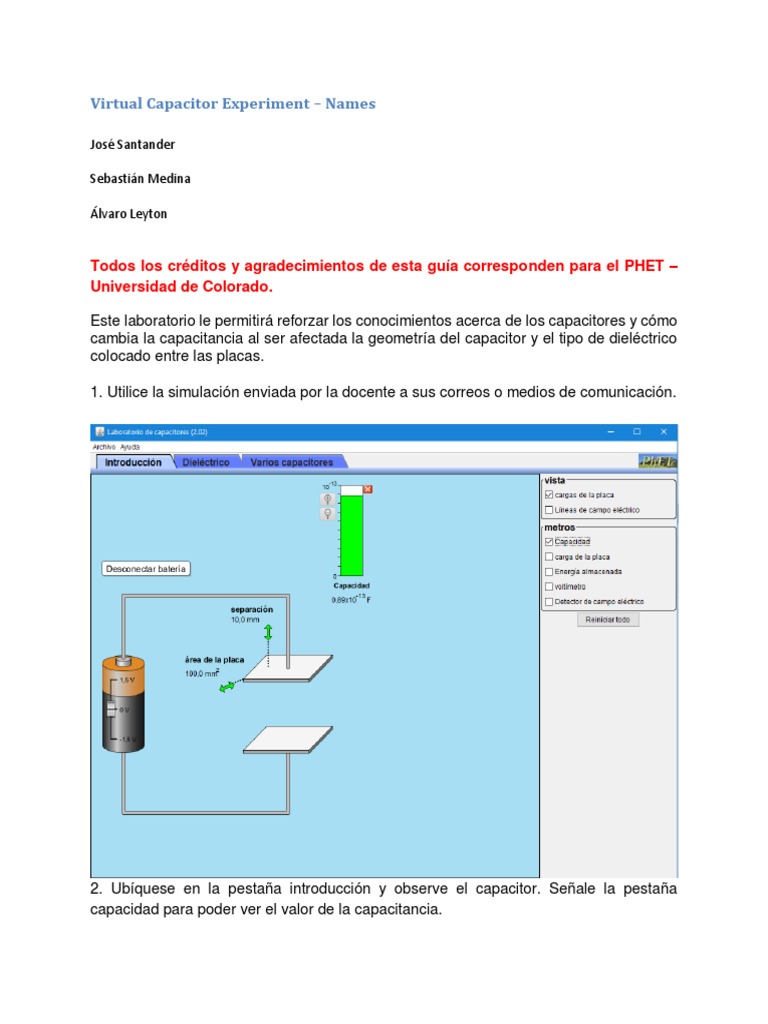 Virtual Capacitor Experiment | PDF | Condensador | Cantidades fisicas