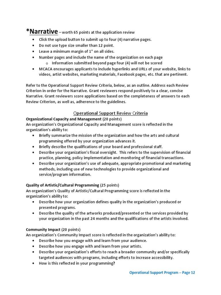 Narrative: Operational Support Review Criteria | PDF | Communication ...