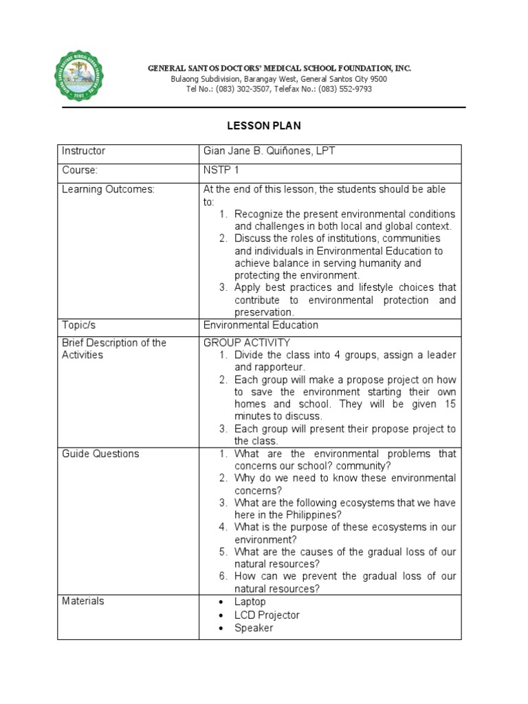 Environmental Education for Students | PDF | Lesson Plan | Natural ...