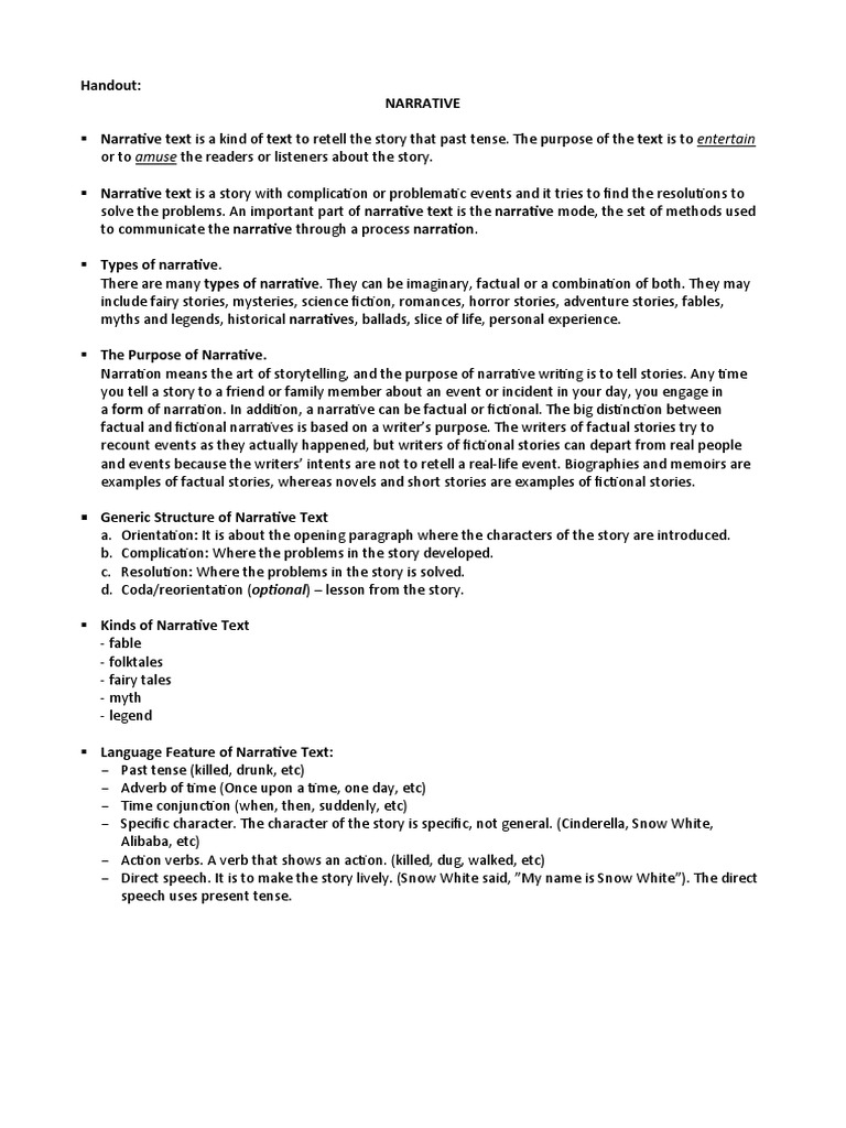 Handout Narrative | PDF | Narrative | Narration