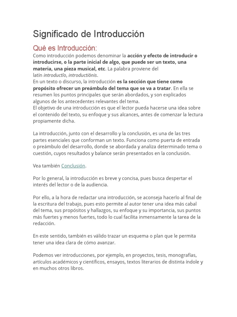 Significado de Introducción | PDF