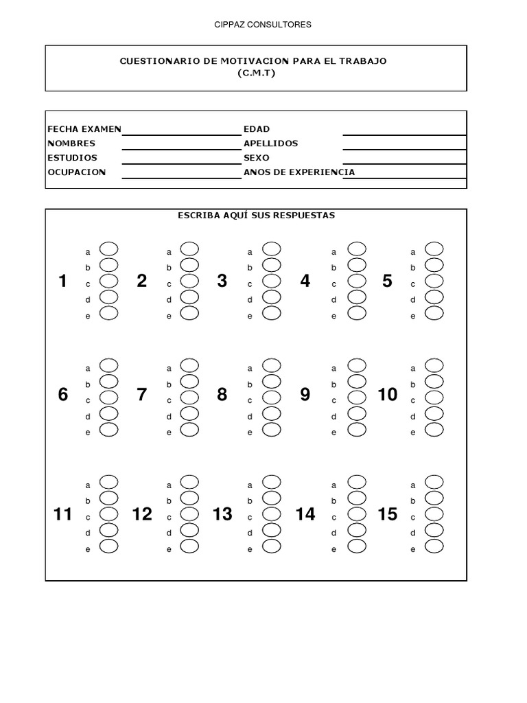 Hoja de Respuestas CMT | PDF