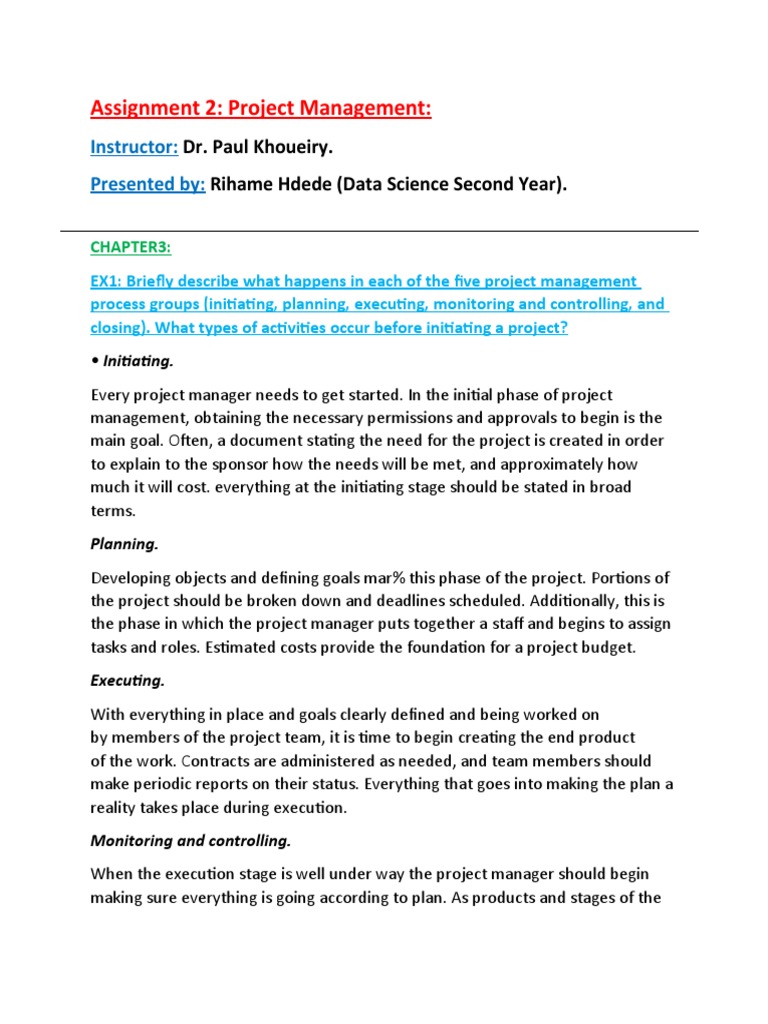 Assignment 2 Project Management | PDF
