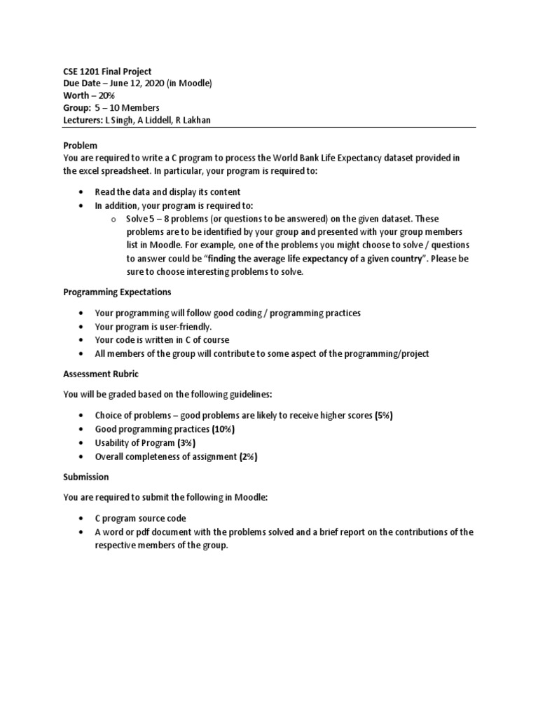 CSE 1201 Final Project | PDF