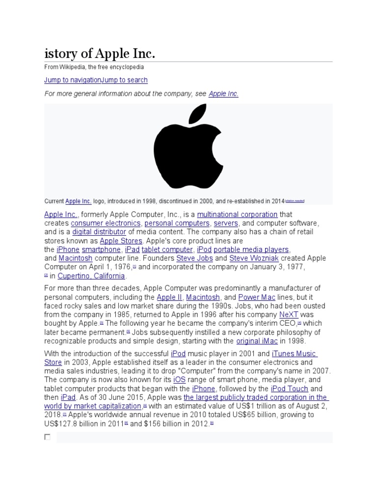 History of Apple Computer | PDF | Apple Inc. | Macintosh