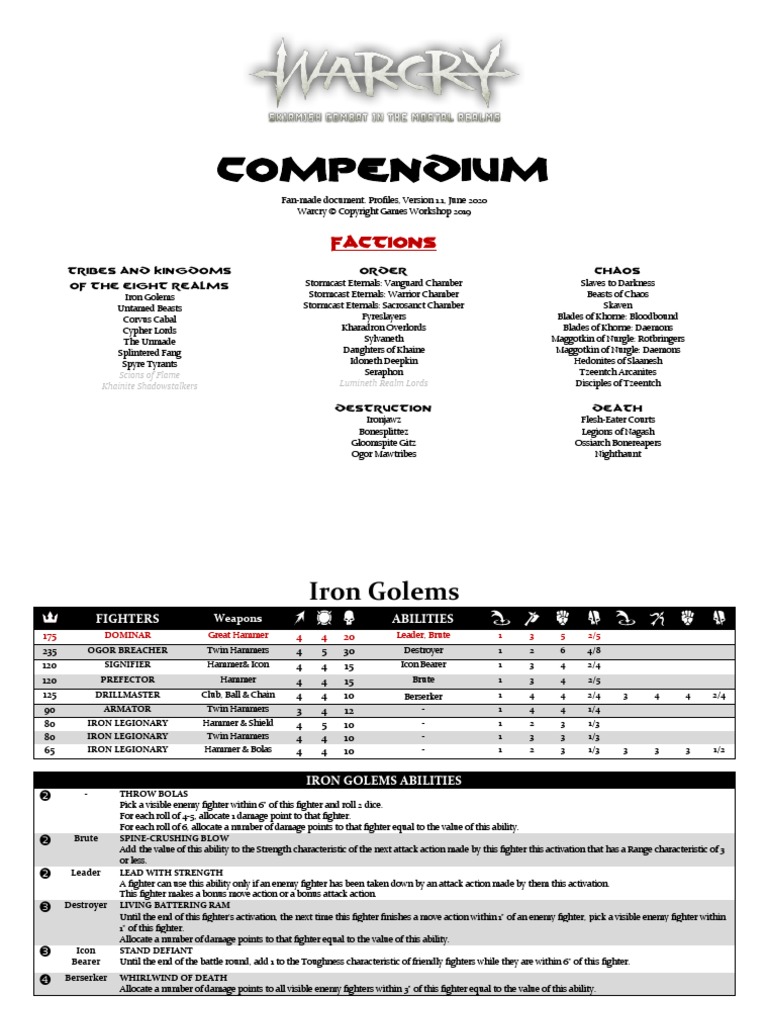 Warcry Good Compendium v1.1 | PDF | Fighter Aircraft | Shield