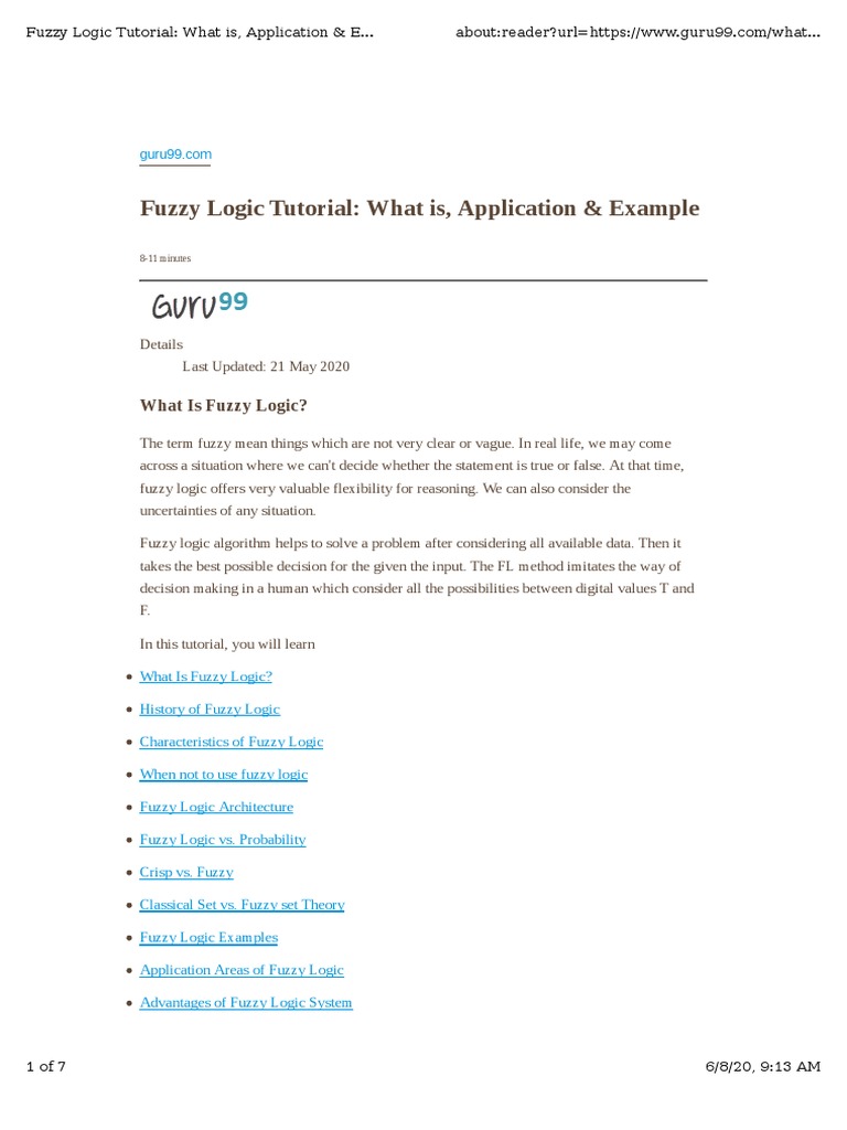 Fuzzy Logic Tutorial: What Is, Application & Example | PDF | Fuzzy ...