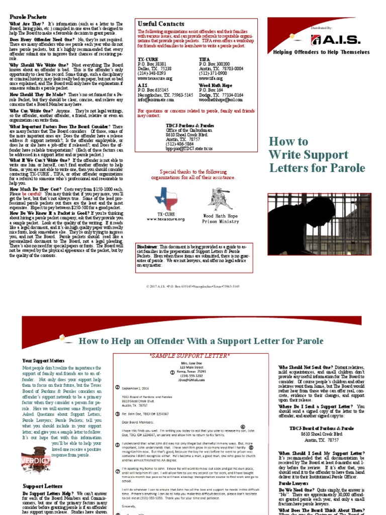Support Letters for Parole Applicants | PDF