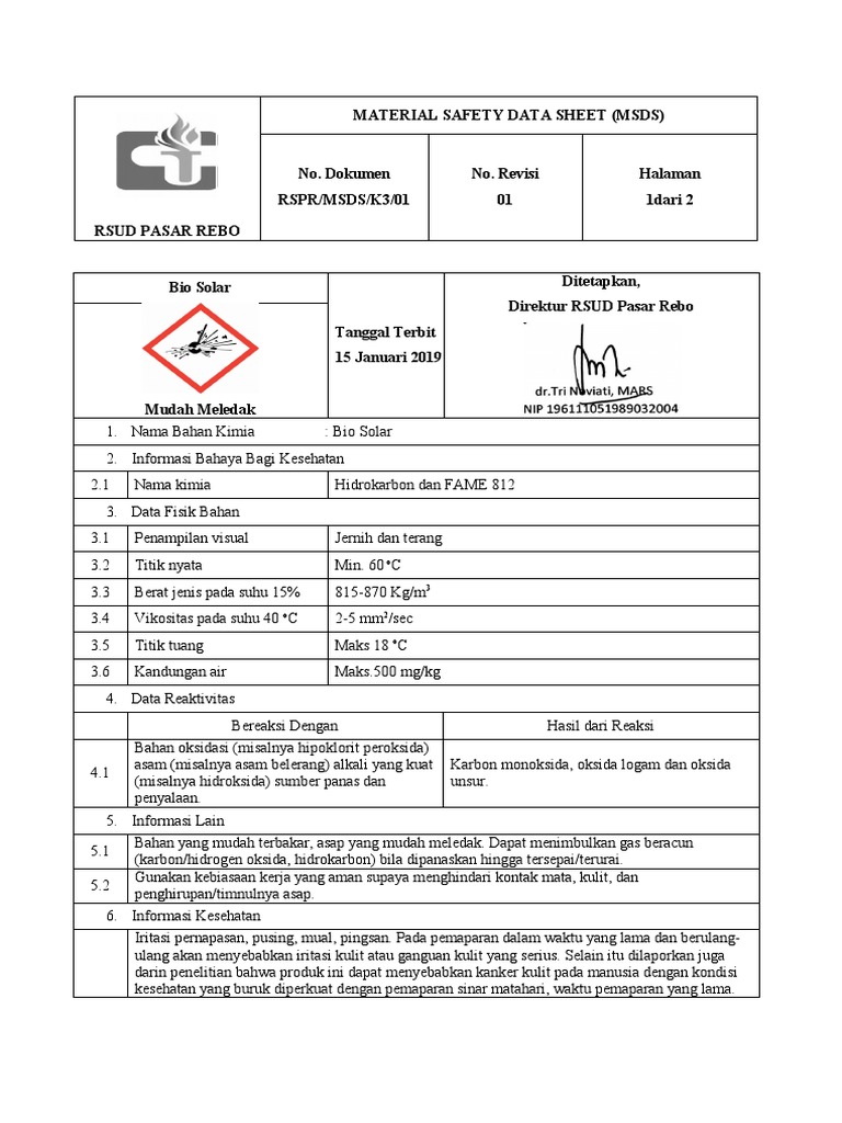 MSDS Bio Solar | PDF
