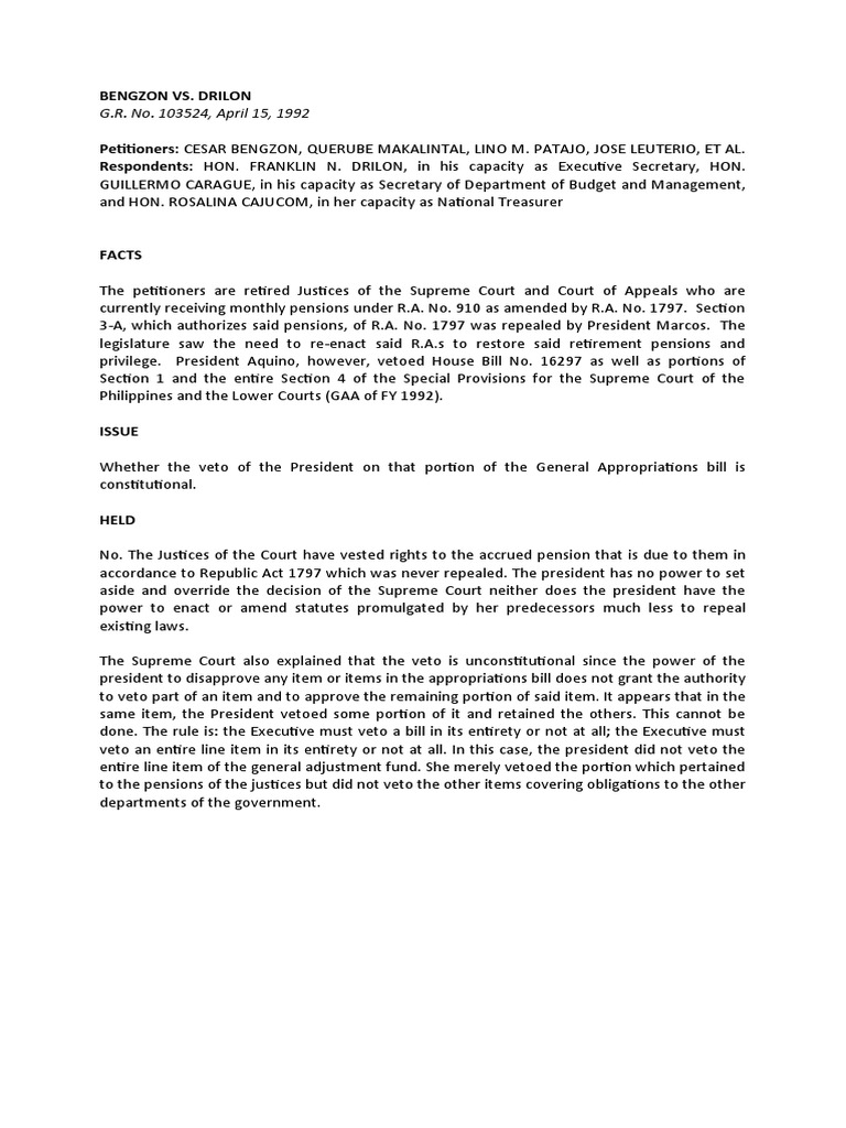 Bengzon vs. Drilon | PDF