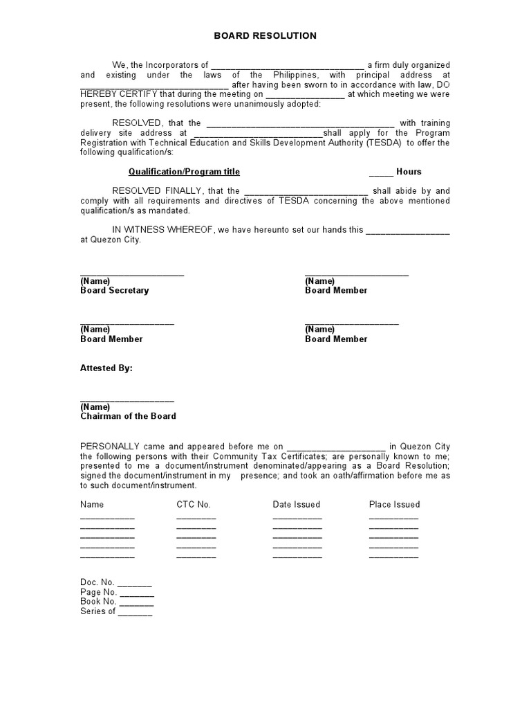 2019 BOARD RESOLUTION Sample | PDF | Social Institutions | Social Science