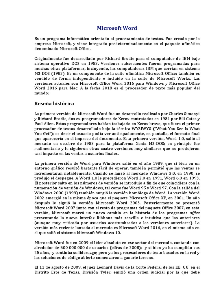 Microsoft Word HISTORIA | PDF | Microsoft Word | Microsoft Office