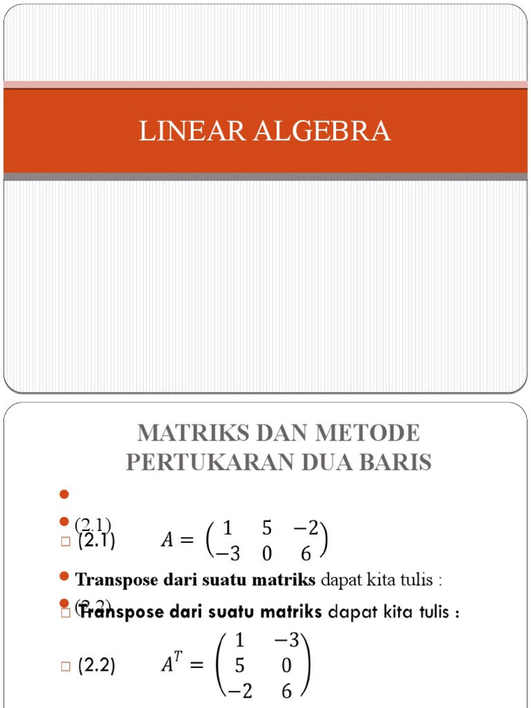 Fisika Matematika PPT Bab 3 Linear Algebra | PDF | Metode & Bahan Ajar