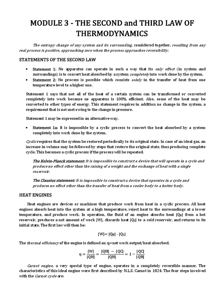 Second and Third Laws of Thermodynamics | PDF | Heat | Entropy