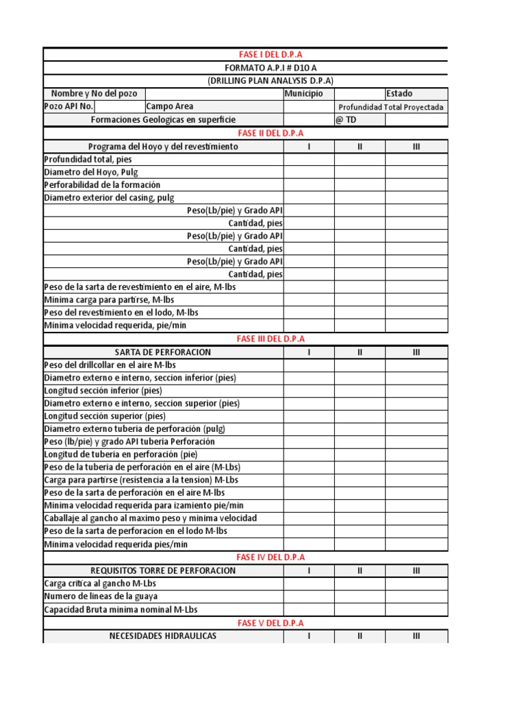 Formato Api # D-10 A | PDF | Hidráulica | Tecnologías de gas