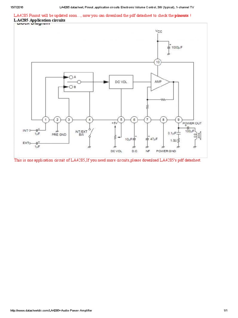LA4285 Application Circuits | PDF