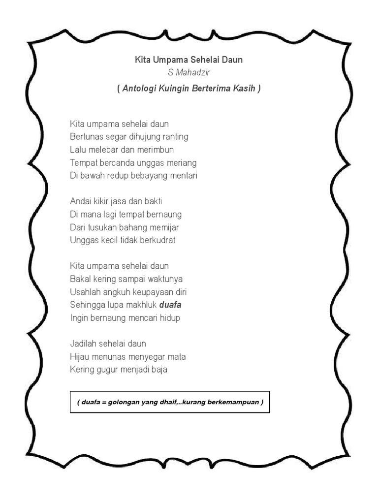 Kita Umpama Sehelai Daun | PDF