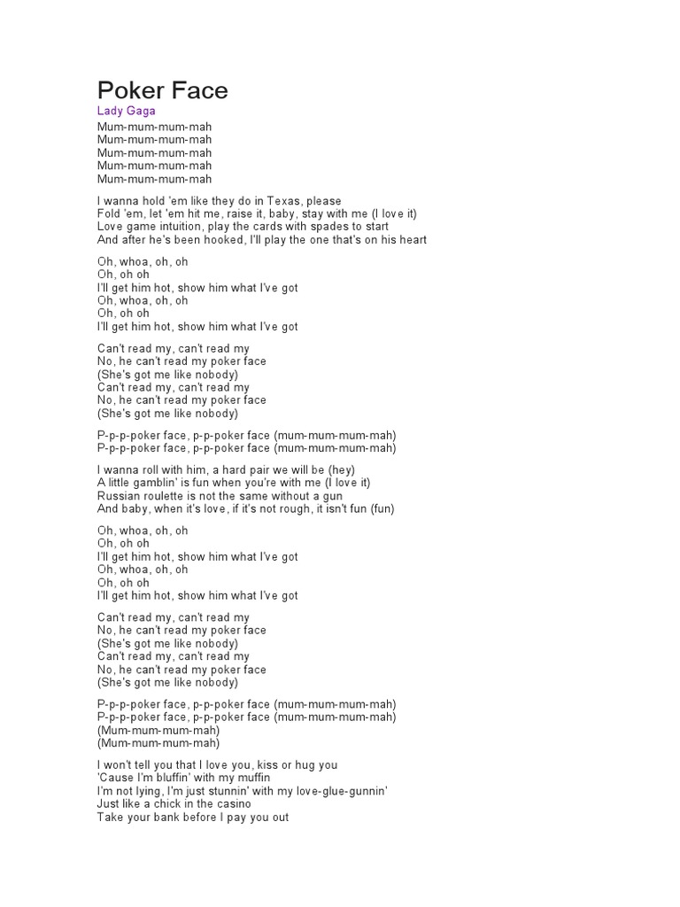 Lady Gaga's Hit Song 'Poker Face' - Lyrics and Analysis | PDF | Texas ...