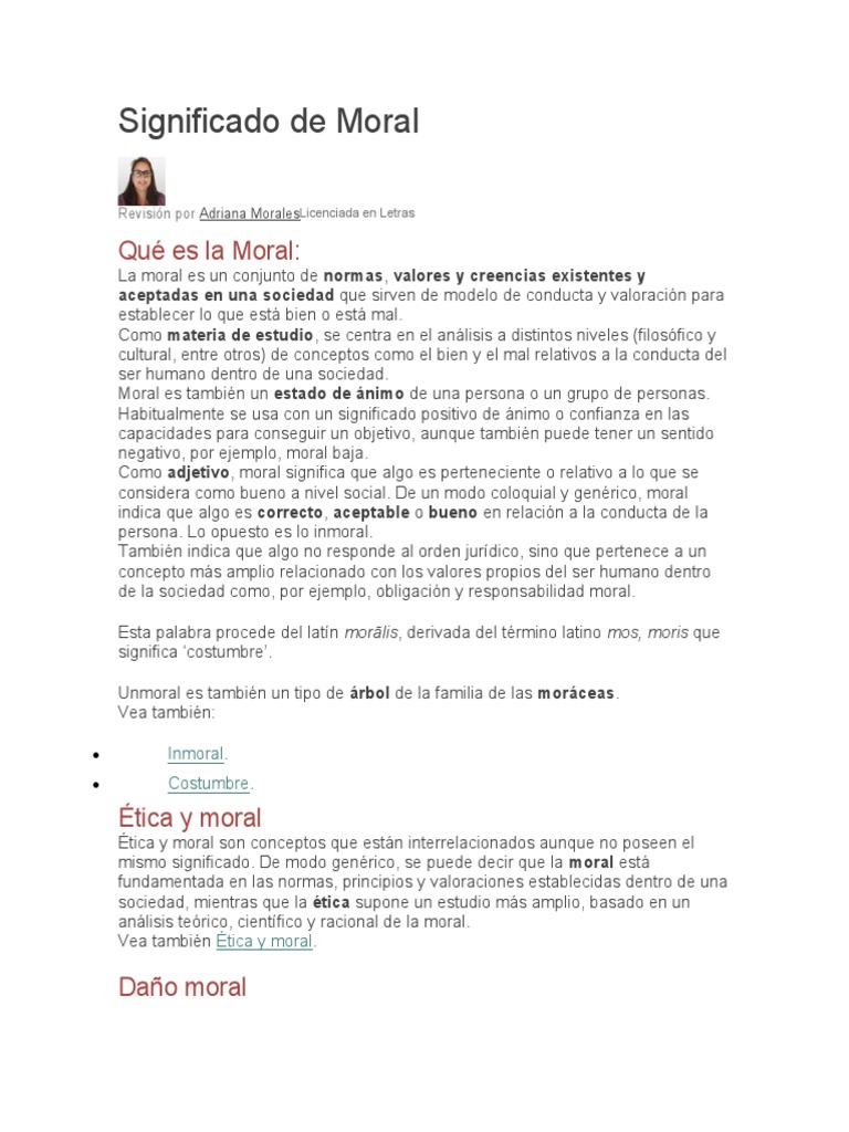 Significado de Moral | PDF | Moralidad | Sociedad