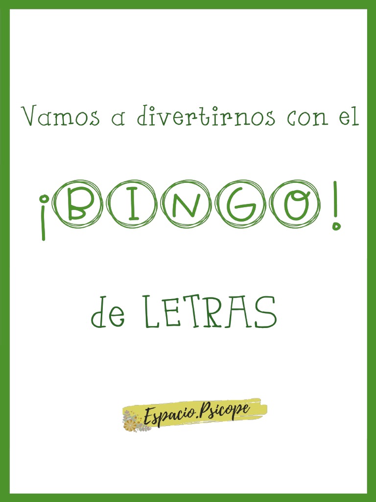 Bingo de Letras de Espacio - Psicope | PDF Bingo de Letras de Espacio - Psicope | PDF