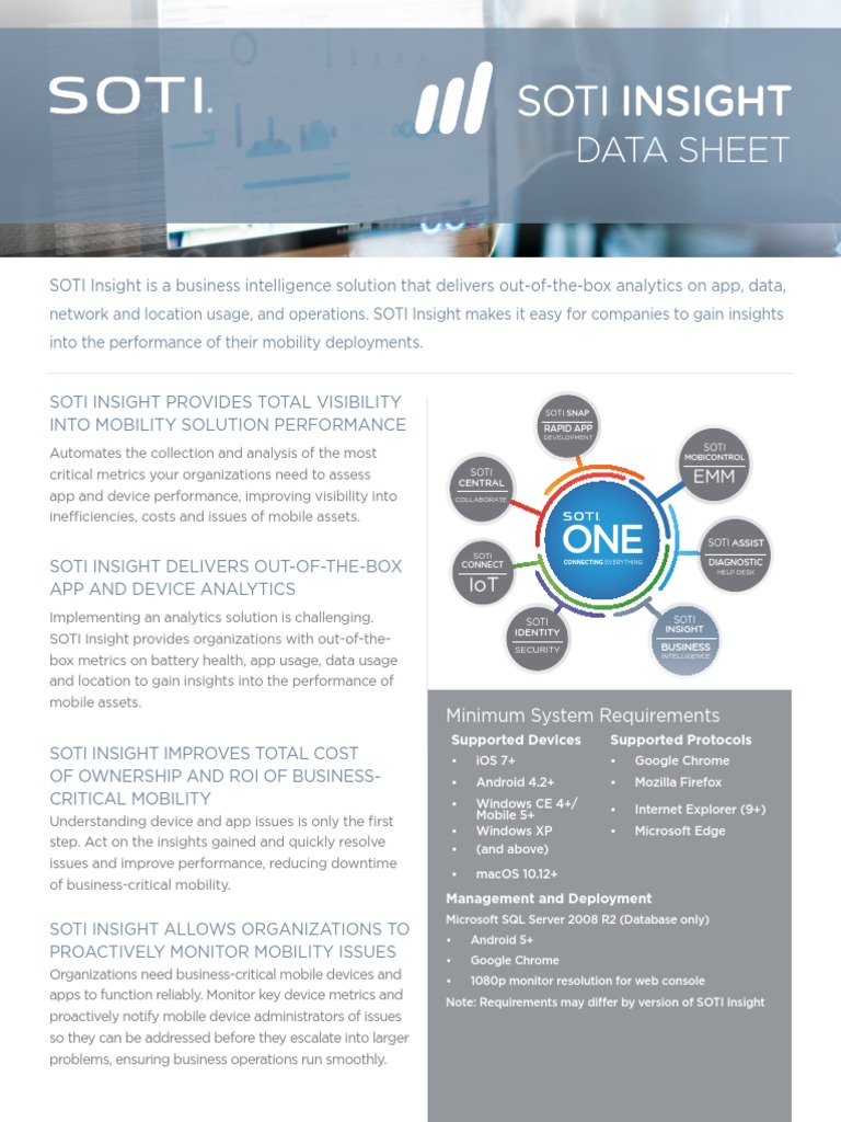 Data Sheet: Soti Insight Provides Total Visibility Into Mobility Solution Performance | PDF ...
