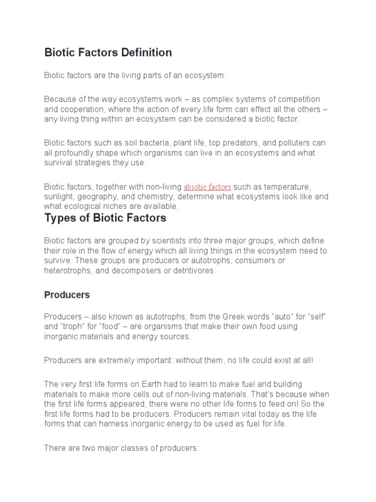 Biotic Factors Definition | PDF | Rain | Earth