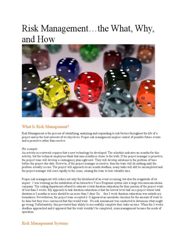 Risk Management The What, Why, and How | PDF | Risk | Risk Management