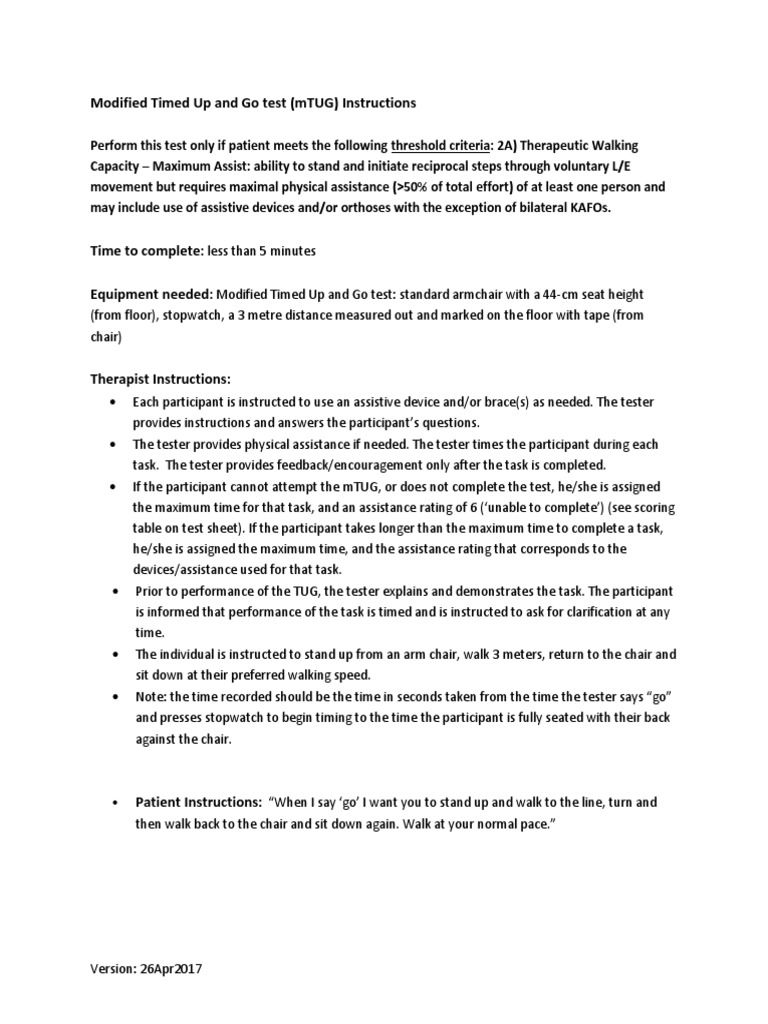 Modified Timed Up and Go Test | PDF | Clinical Medicine | Medicine