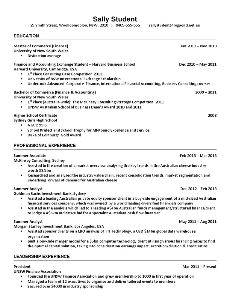 Investment Banking Resume Sample | PDF | Financial Analyst | Investment ...