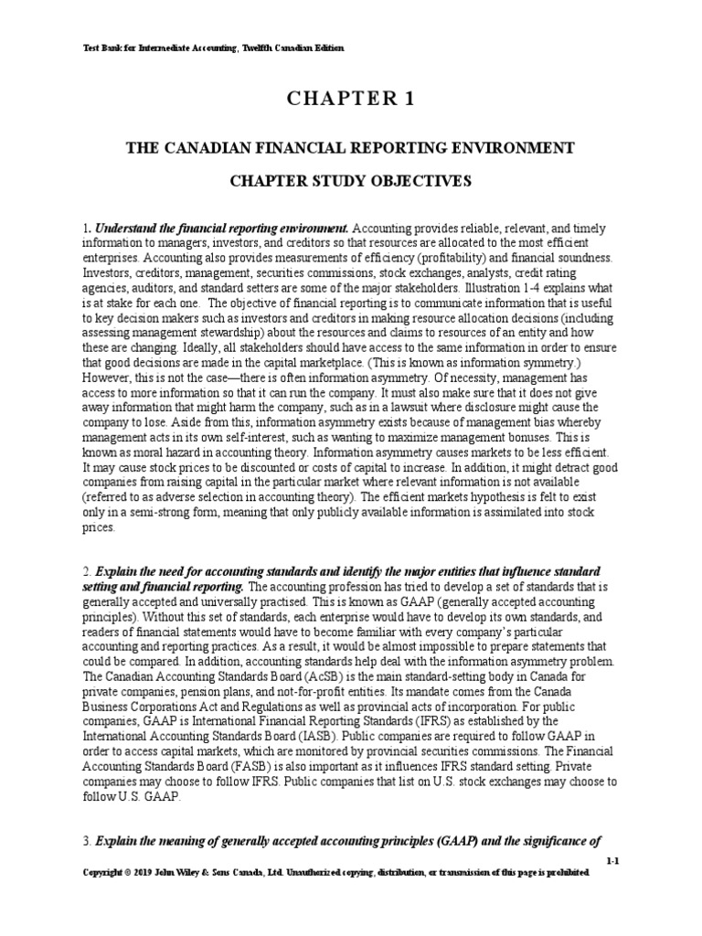 The Canadian Financial Reporting Environment Chapter Study Objectives ...