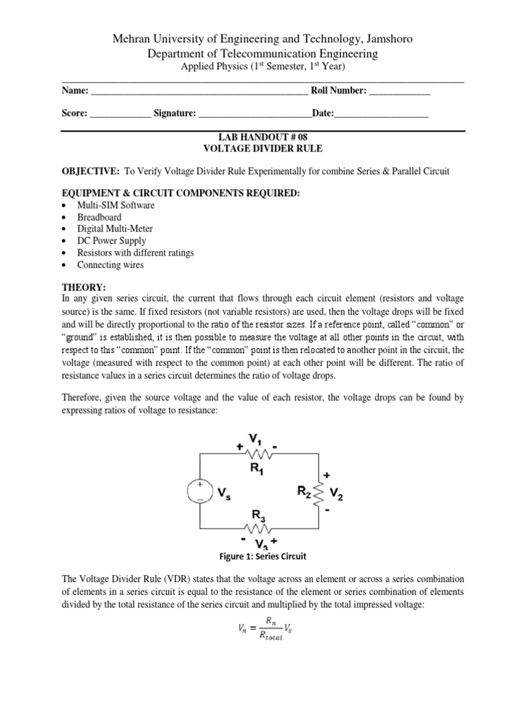 Lab Handout 8 | PDF | Series And Parallel Circuits | Electrical Network