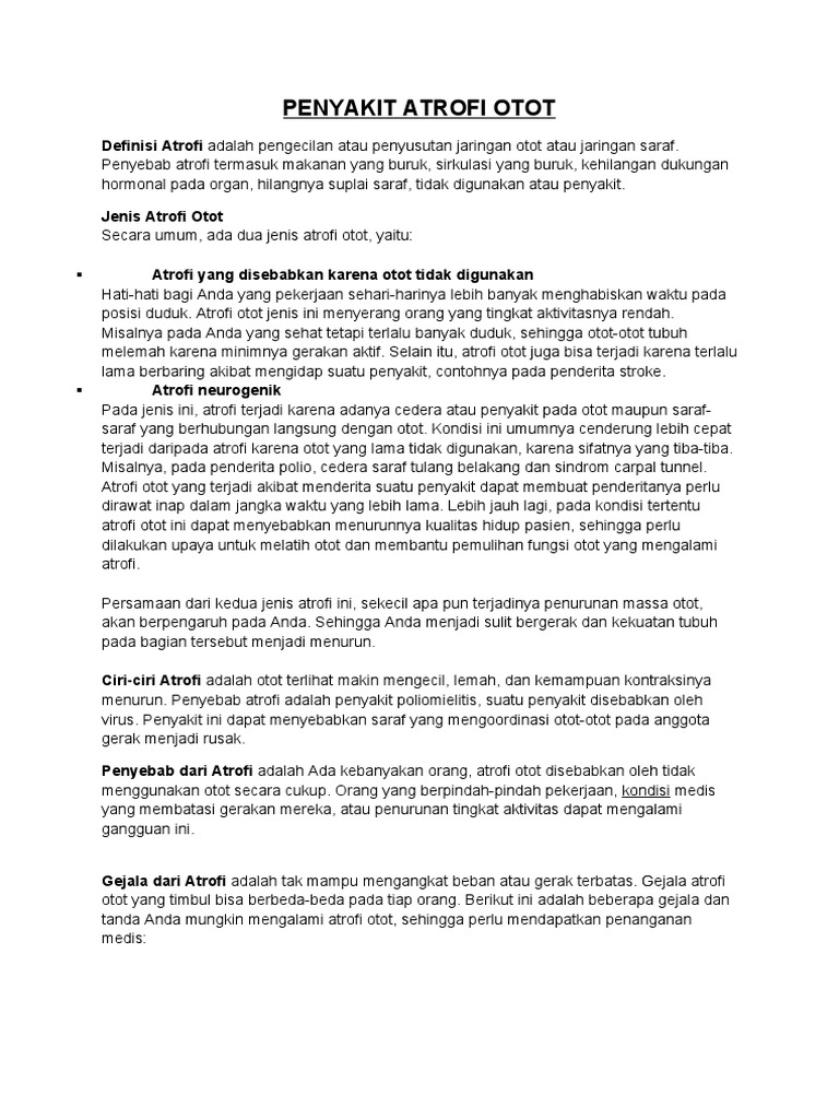 Penyakit Atrofi Otot | PDF