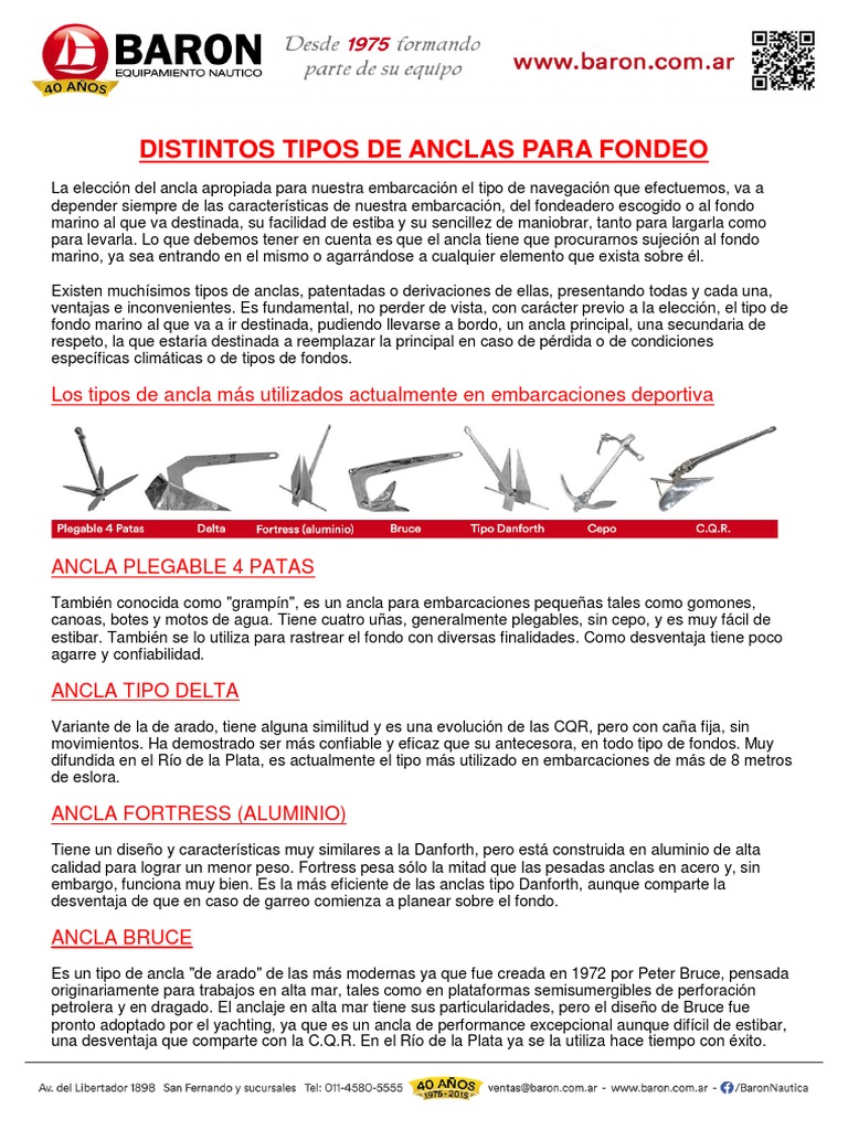 Tipos de anclas para embarcaciones | PDF | Ancla | Transporte