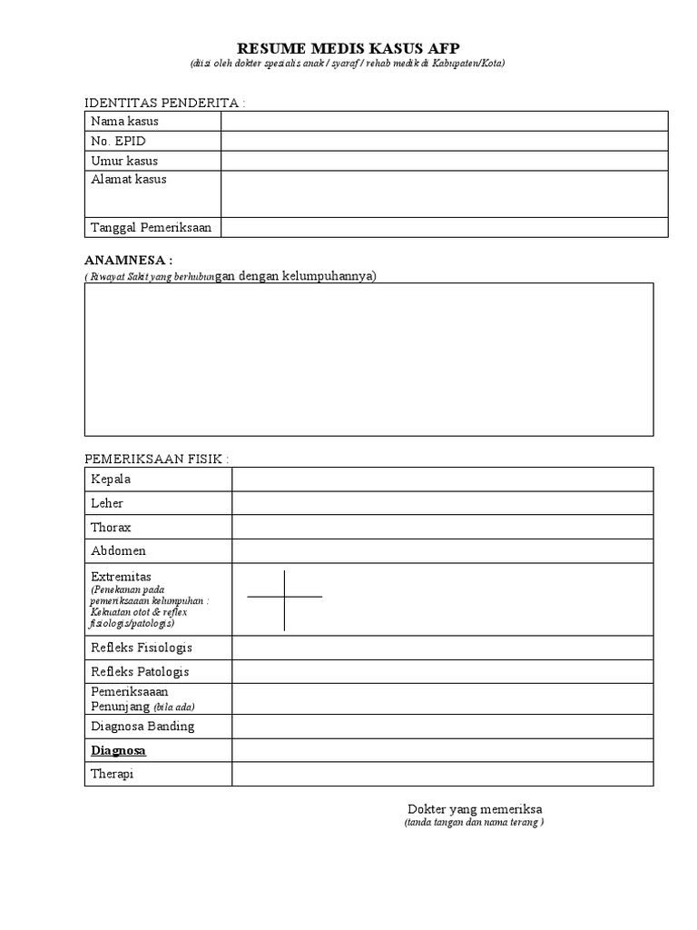 Resume Medis Kasus Afp 1 | PDF