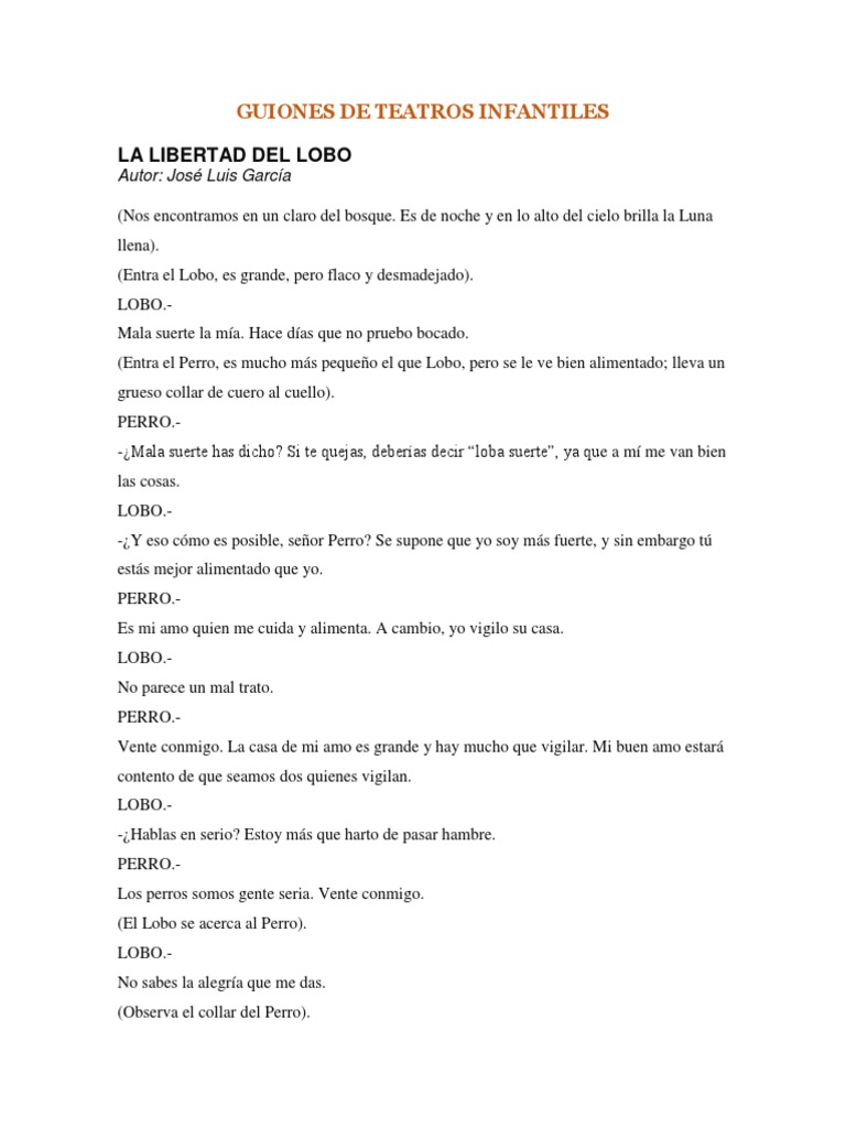 Guiones de Teatro Infantiles | PDF | Perros | Gatos