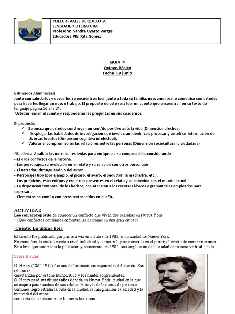 Guía de Lenguaje: Análisis de Cuento | PDF | Cuentos | Narrativa