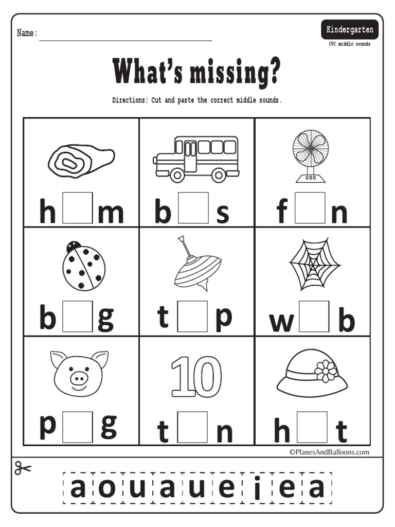 CVC Words Middle Sounds Worksheets | PDF