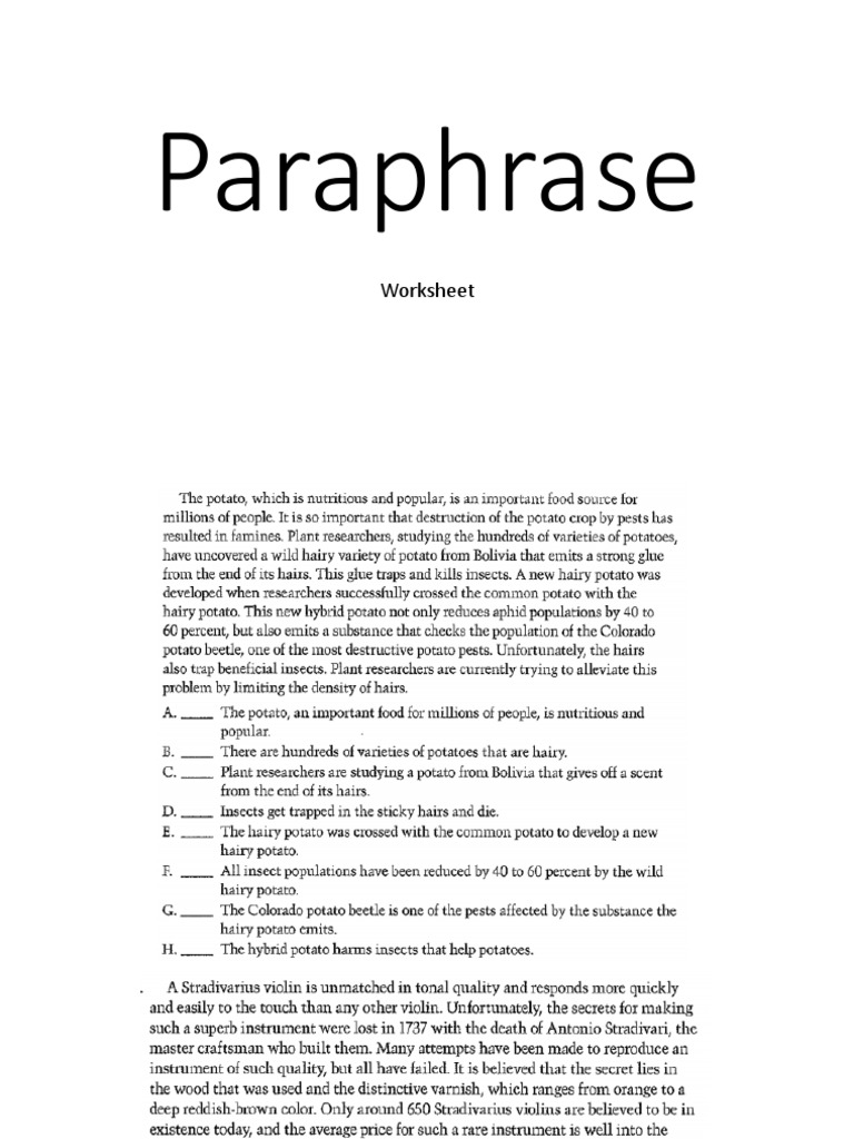 Paraphrase Practice | PDF