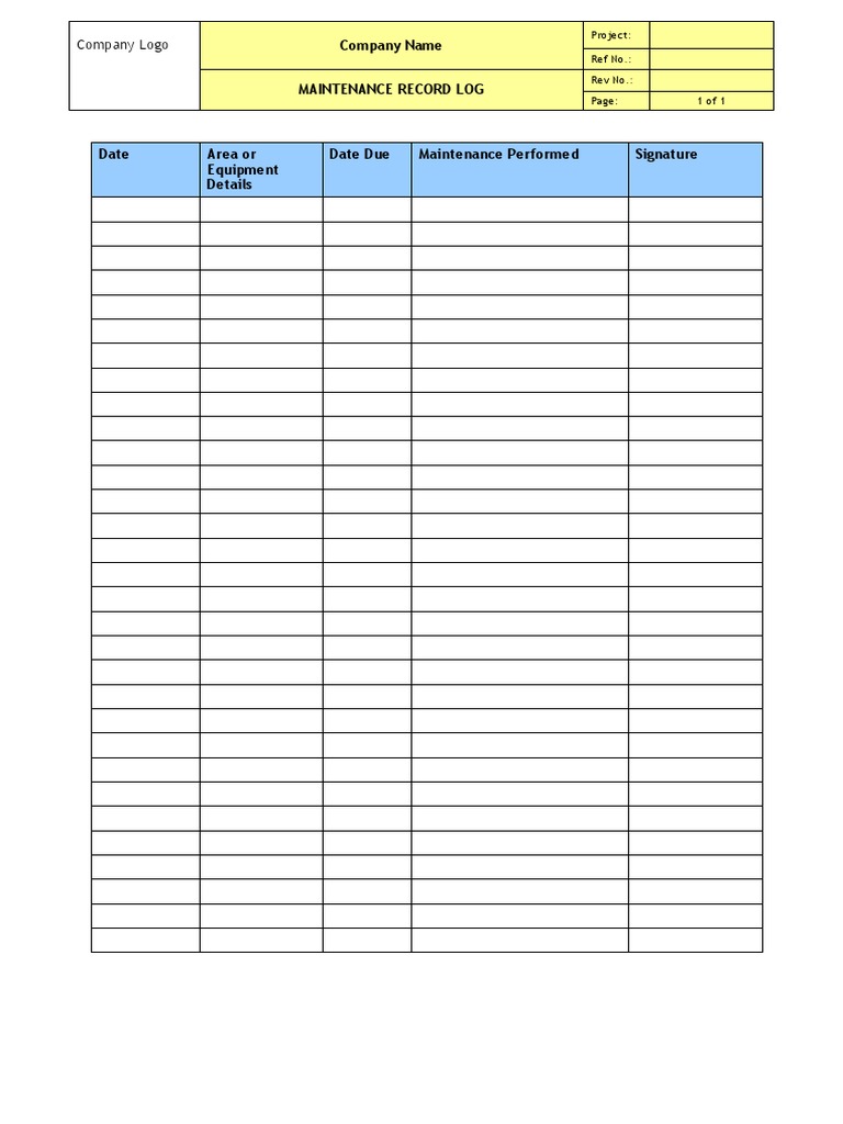 Maintenance Log for Technicians | PDF