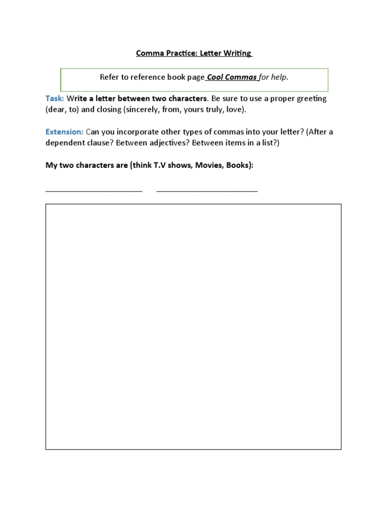 A - Comma Practice Letter Writing | PDF