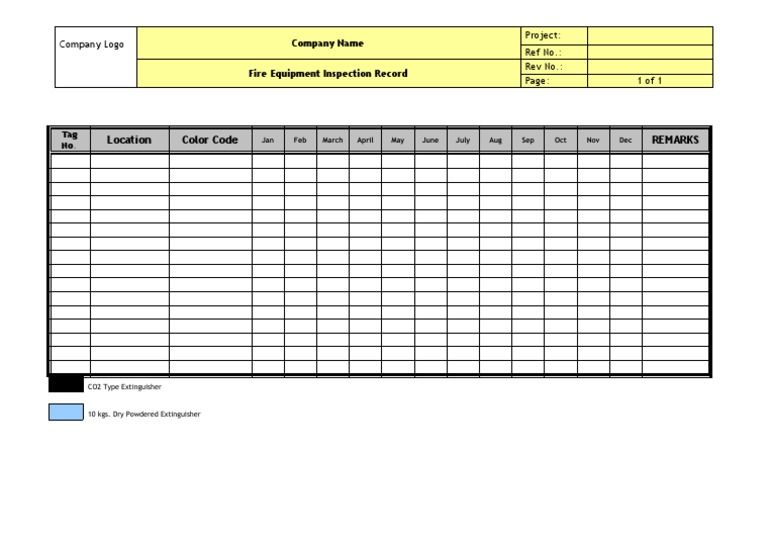 Fire Extinguisher Monthly Inspection Register | PDF | Nature