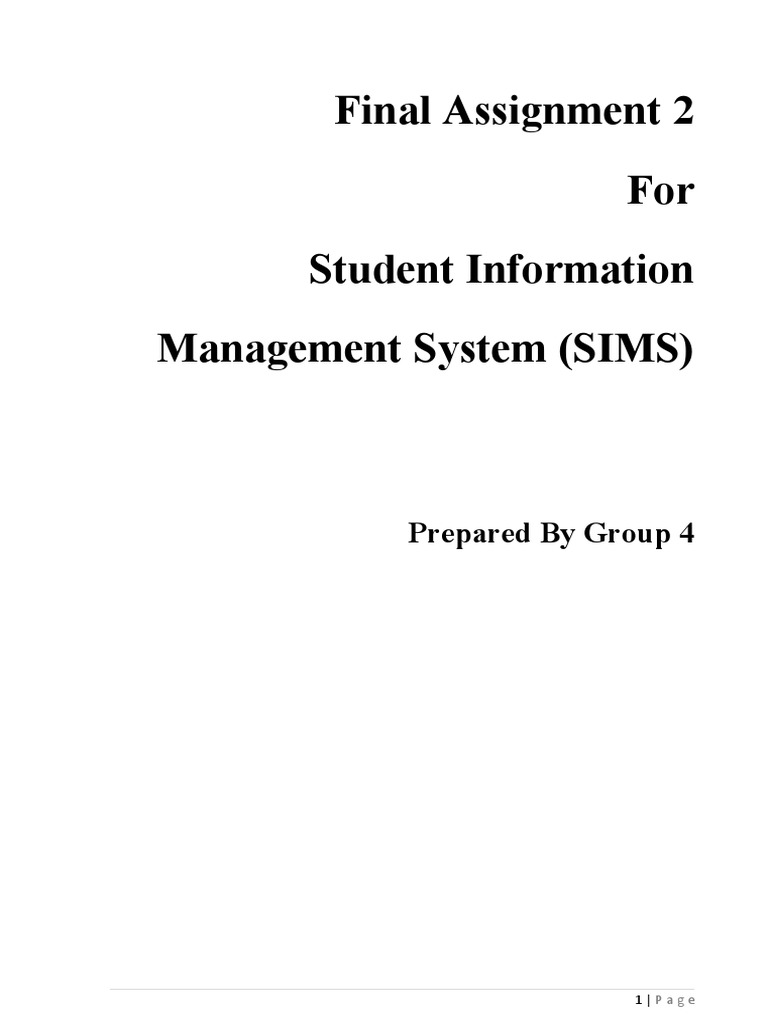 Final Assignment 2 For Student Information Management System (SIMS ...