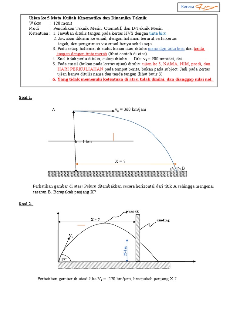 Ujian Kinematika dan Dinamika Teknik | PDF