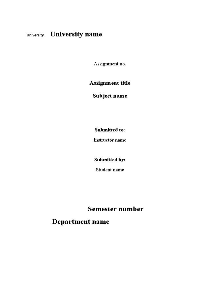 Title Page Format for Assignments | PDF
