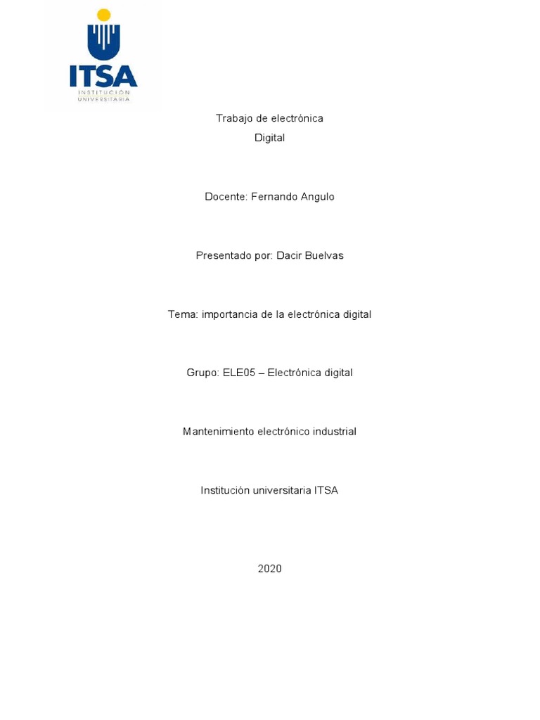 Importancia de la Electrónica Digital | PDF | Electrónica digital ...